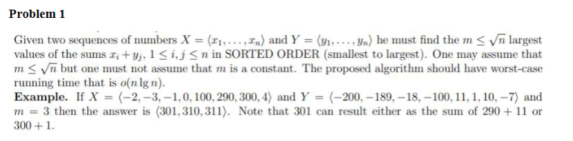Solved Given two sequences of numbers X= x1,…,xn and | Chegg.com