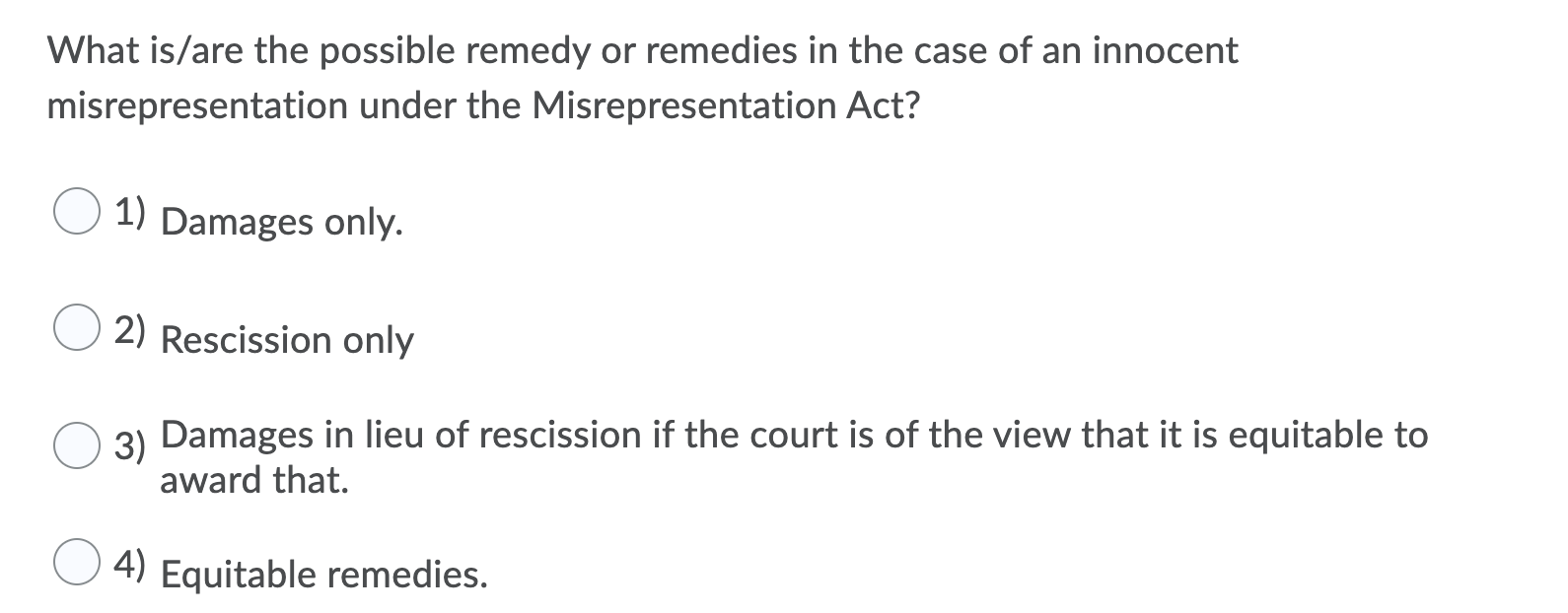 Solved What is/are the possible remedy or remedies in the | Chegg.com