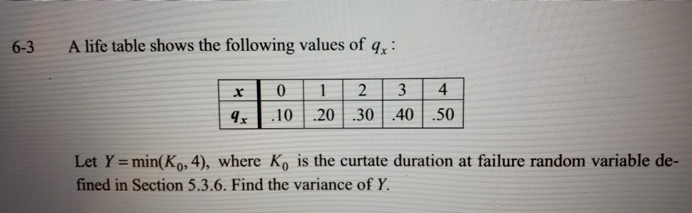 6-3 A life table shows the following values of qx: x | Chegg.com