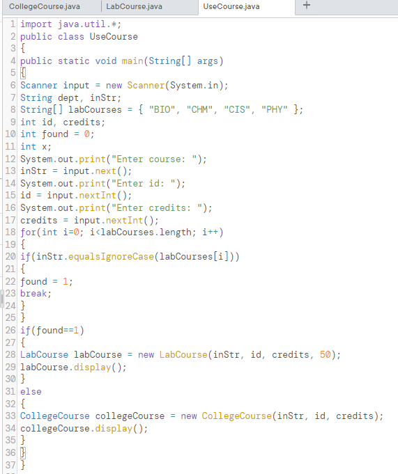Solved Instructions Create a class named CollegeCourse that | Chegg.com
