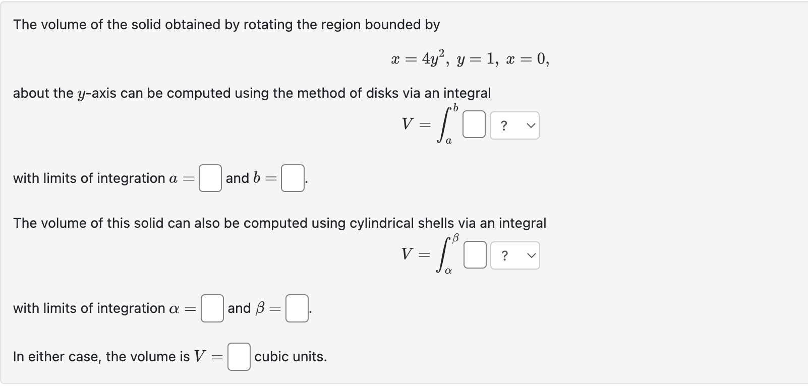 Solved The volume of the solid obtained by rotating the | Chegg.com
