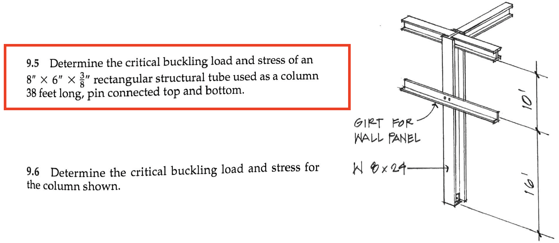 Solved 9.5 Determine the critical buckling load and stress | Chegg.com