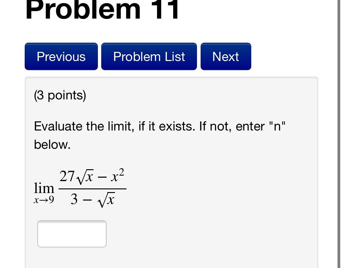 Solved Problem 11 Previous Problem List Next 3 Points 