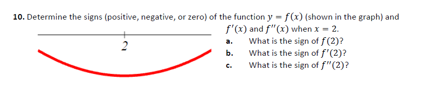 Solved 10. Determine the signs (positive, negative, or zero) | Chegg.com