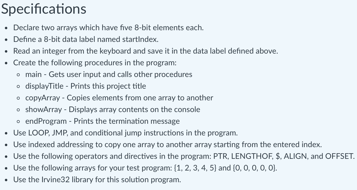Solved Array Copier --- Index (0−4):−1 Invalid Input. Try | Chegg.com