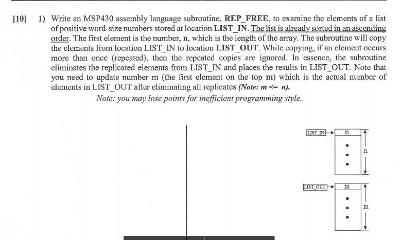 [10 1) Write an MSP430 assembly language subroutine, | Chegg.com