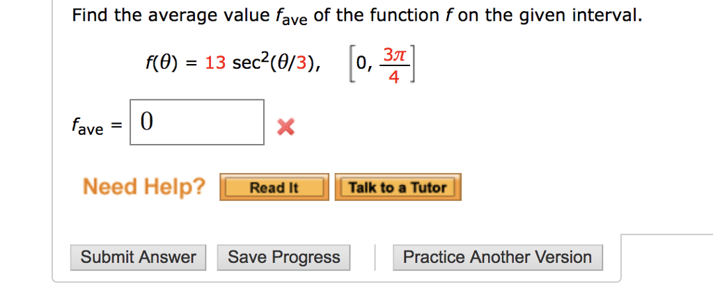 Solved Find the average value fave of the function f on the | Chegg.com