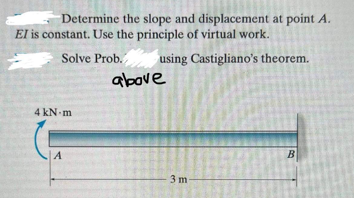 Solved Determine the slope and displacement at point A. EI | Chegg.com