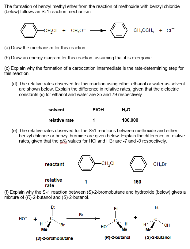 Solved The formation of benzyl methyl ether from the | Chegg.com