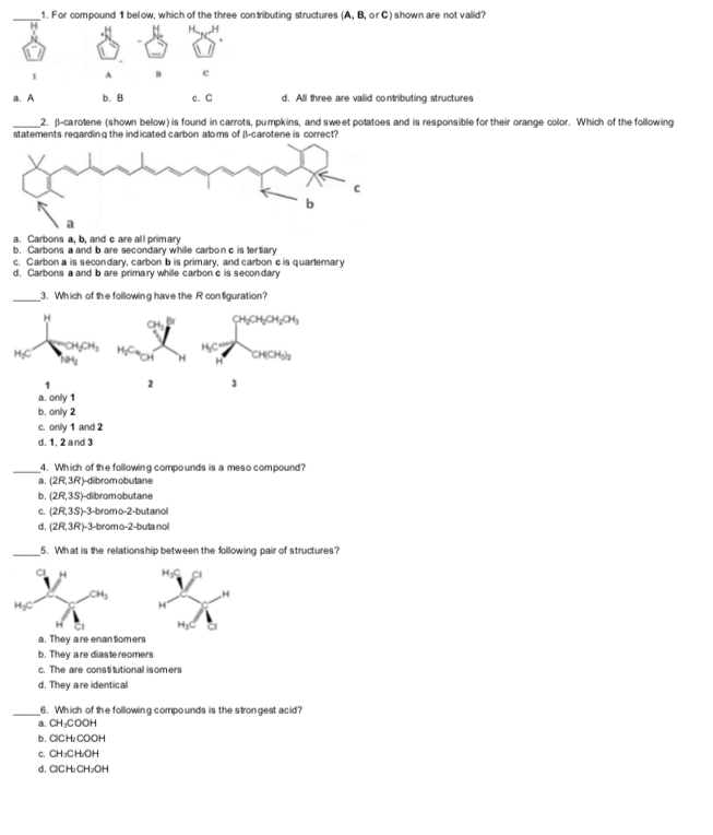 Solved 1. For compound 1 below, which of the three | Chegg.com