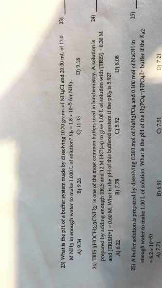 Solved 21) Which statement about buffers is true? A) Buffers | Chegg.com