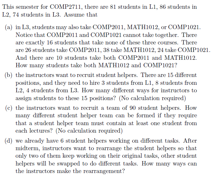 Solved This semester for COMP2711, there are 81 students in | Chegg.com