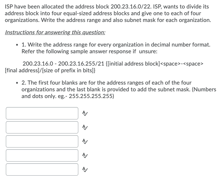 ISP have been allocated the address block | Chegg.com