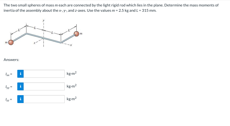 Solved The two small spheres of mass m each are connected by | Chegg.com
