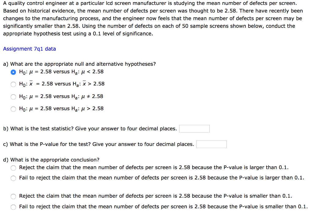 Solved 7q1r2 defects A quality control engineer at a | Chegg.com