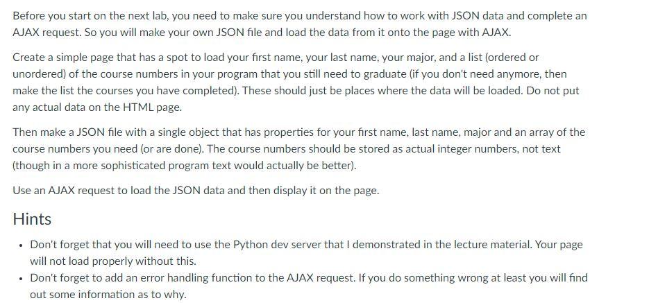 Solved Before you start on the next lab, you need to make | Chegg.com