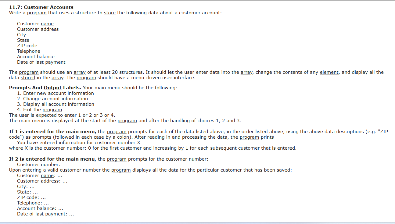 Solved 11.7: Customer Accounts Write a program that uses a | Chegg.com