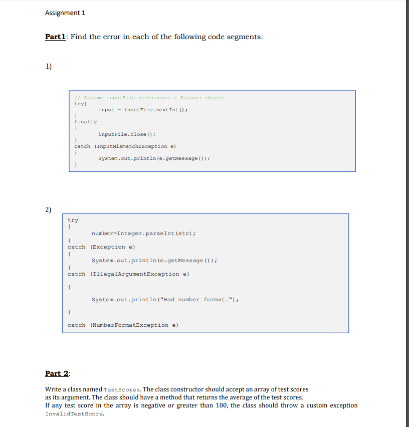 Solved Part1: Find the error in each of the following code | Chegg.com