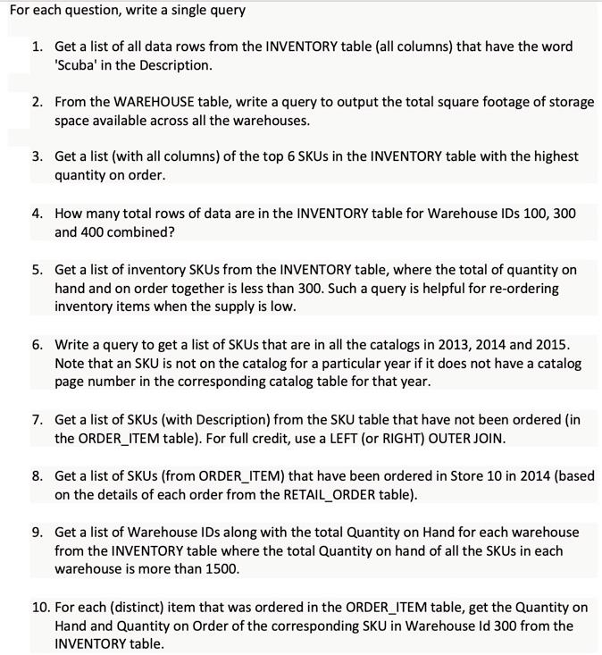 Solved Write a single sql query for each. I Currently use | Chegg.com