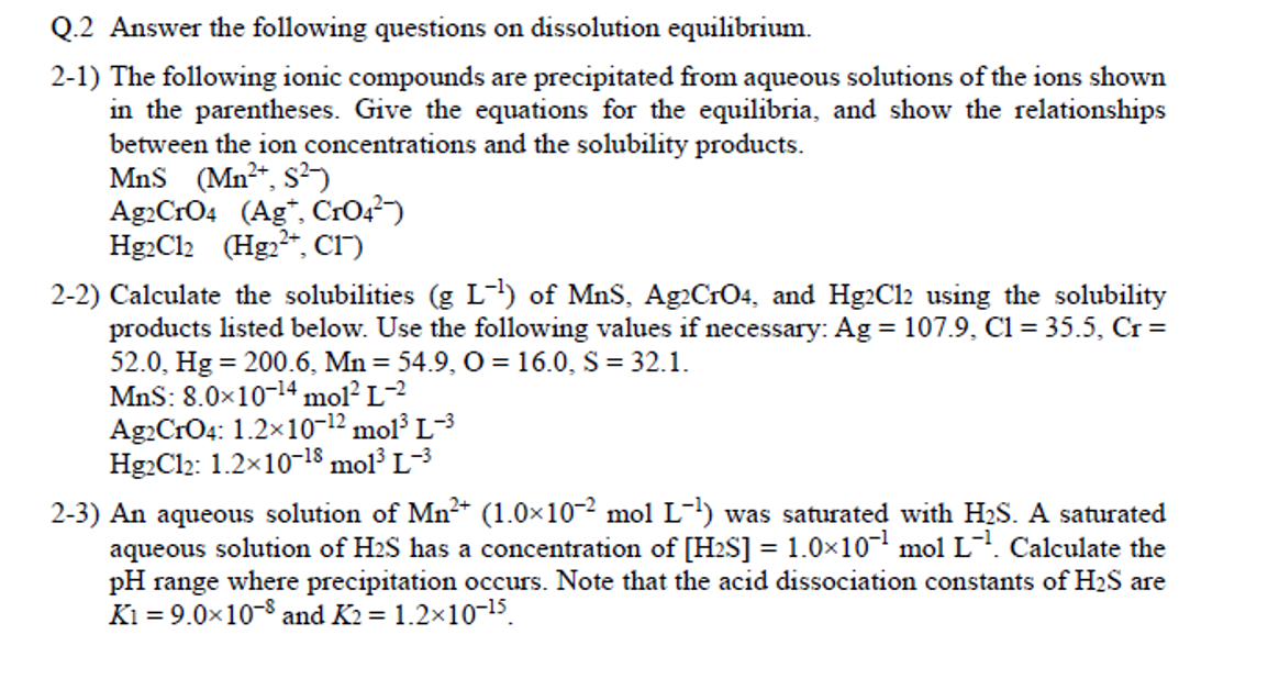 Solved Q.2 Answer the following questions on dissolution | Chegg.com