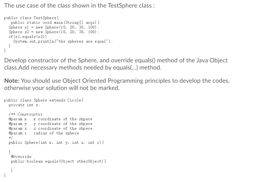 Solved Testsphere.java public class TestSphere{ public | Chegg.com