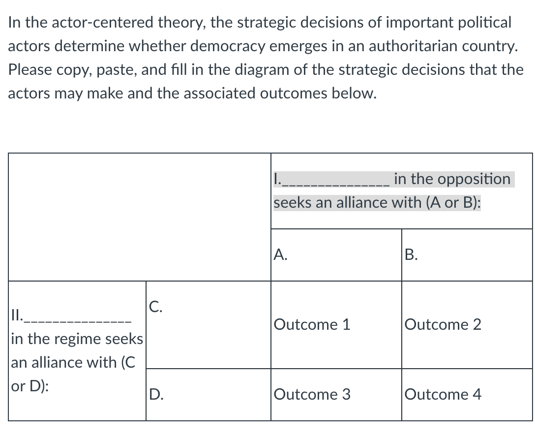In the actor-centered theory, the strategic decisions | Chegg.com