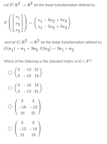 Solved Let F: R3 → R2 be the linear transformation defined | Chegg.com