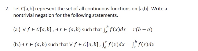 Solved 2. Let C[a,b] represent the set of all continuous | Chegg.com