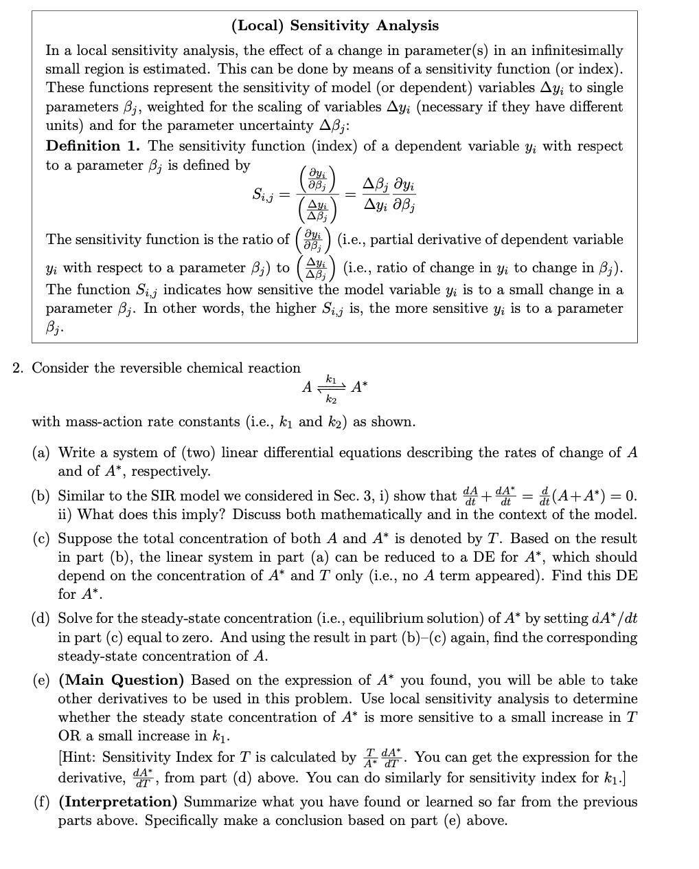 Project Problem I - Chemical Reactions Revisited | Chegg.com