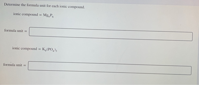 Solved Determine the formula unit for each ionic compound. | Chegg.com