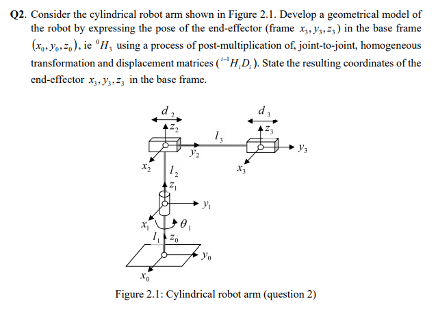 Q2. Consider the cylindrical robot arm shown in | Chegg.com