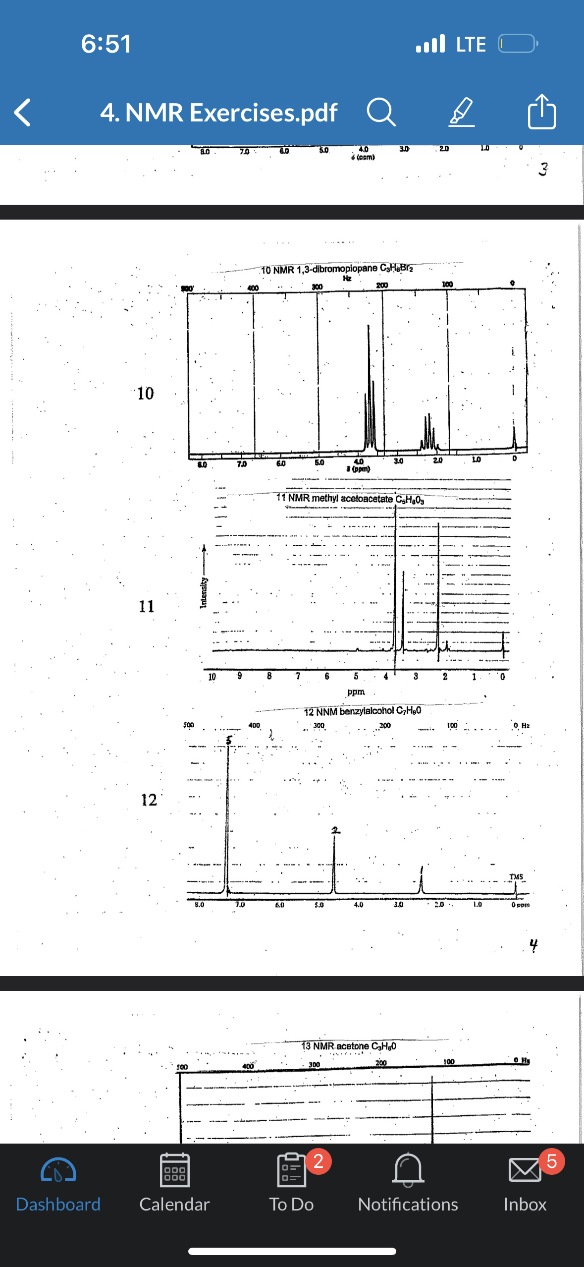 6:51 . all LTE 4. NMR Exercises.pdf 11 3 4τ 9 10LHεJ | Chegg.com