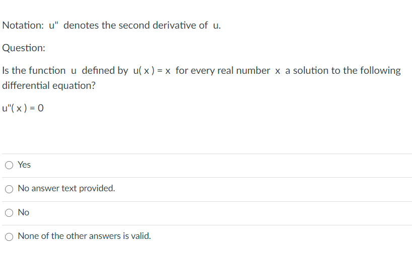 Solved Notation: u" denotes the second derivative of u. | Chegg.com