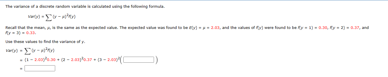 Solved The variance of a discrete random variable is | Chegg.com