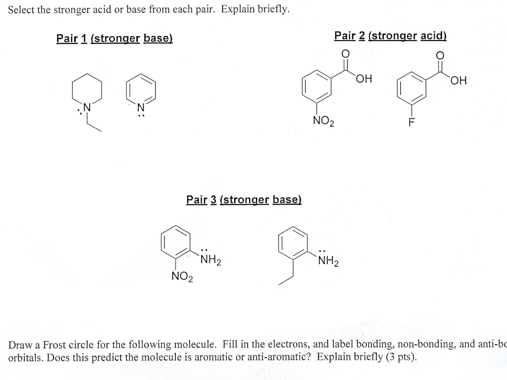 Solved Select the stronger acid or base from each pair. | Chegg.com