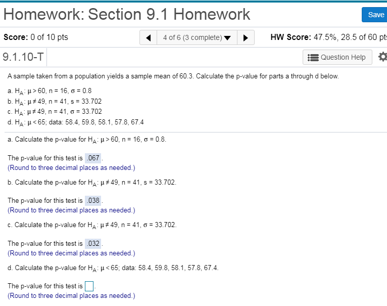Solved Save Homework Section 9 1 Homework Score 0 Of 10