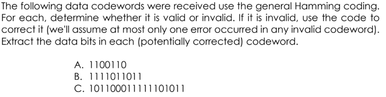 Solved The following data codewords were received use the | Chegg.com