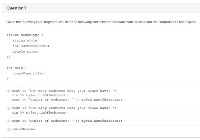Solved Question 9 Given the following code fragment, which | Chegg.com