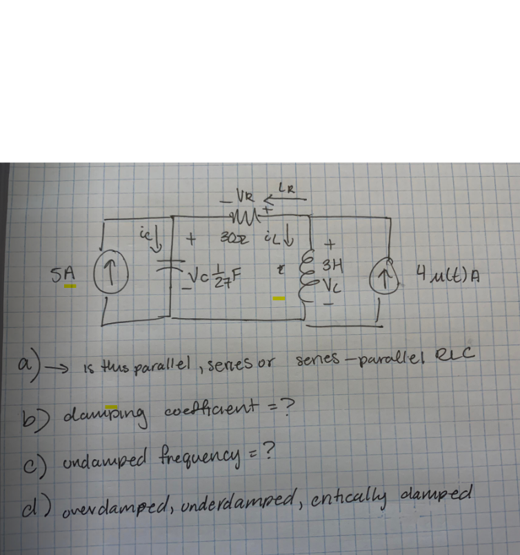 Solved a) damping coefficient =? b) undamped frequency =? c) | Chegg.com