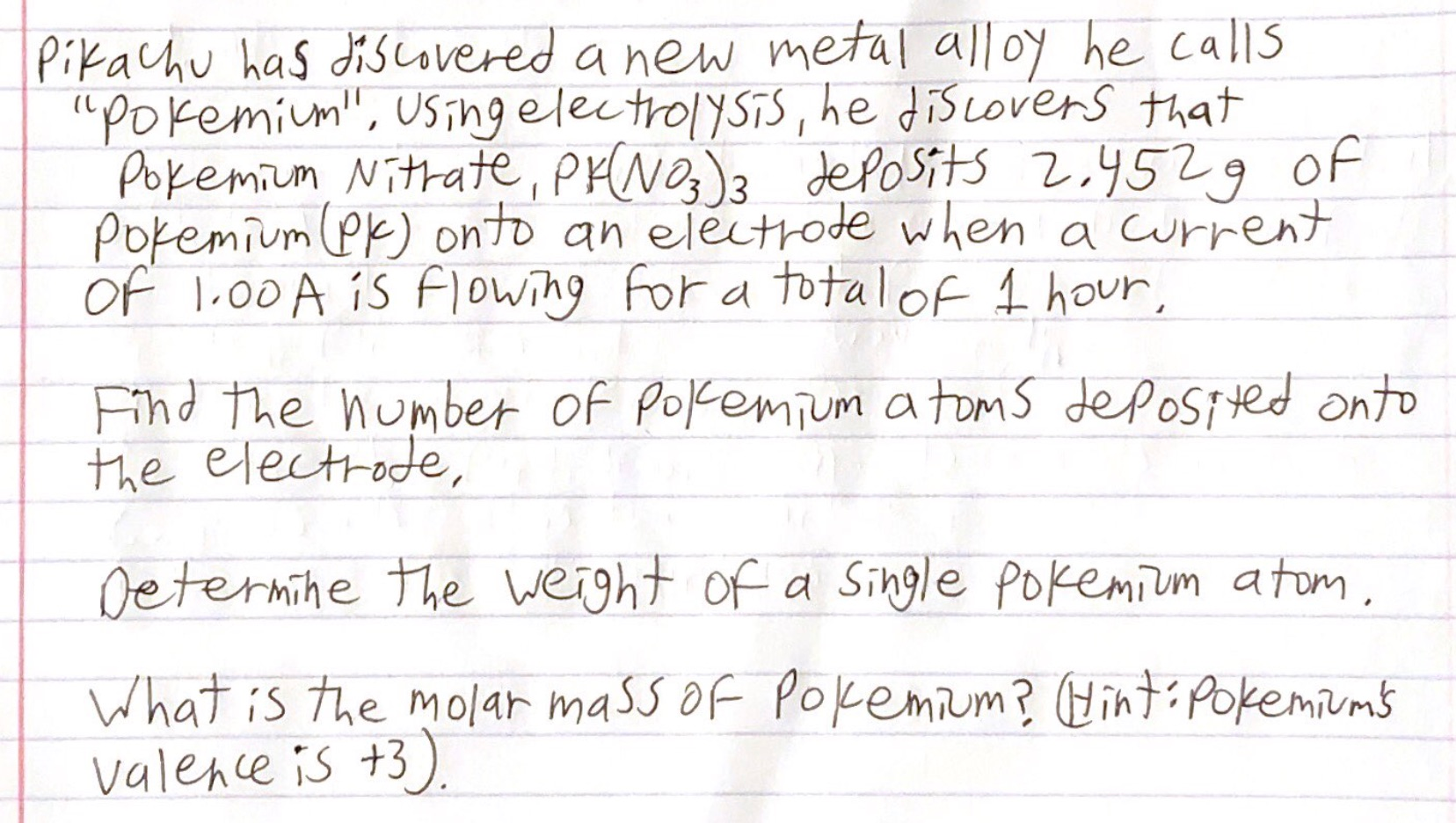 Solved Pikachu has discovered a new metal alloy he calls | Chegg.com