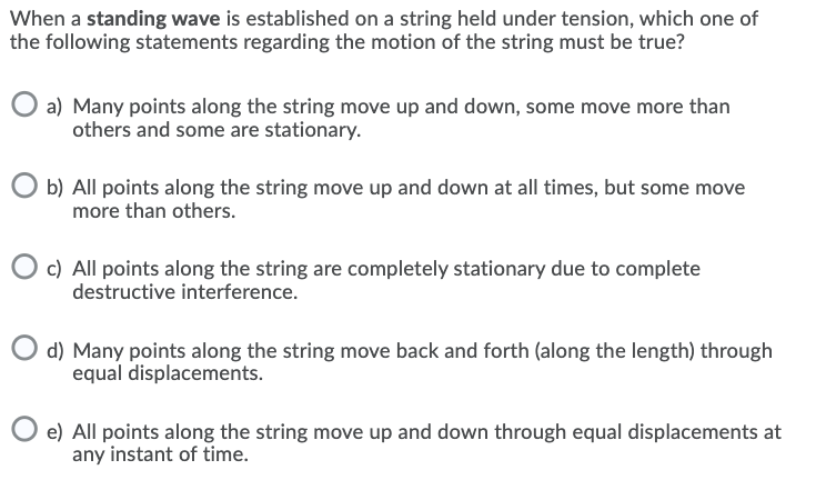 Solved When a standing wave is established on a string held | Chegg.com