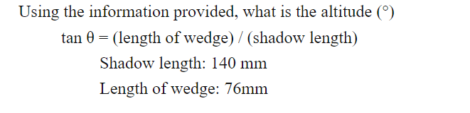 Solved Using the information provided, what is the altitude | Chegg.com