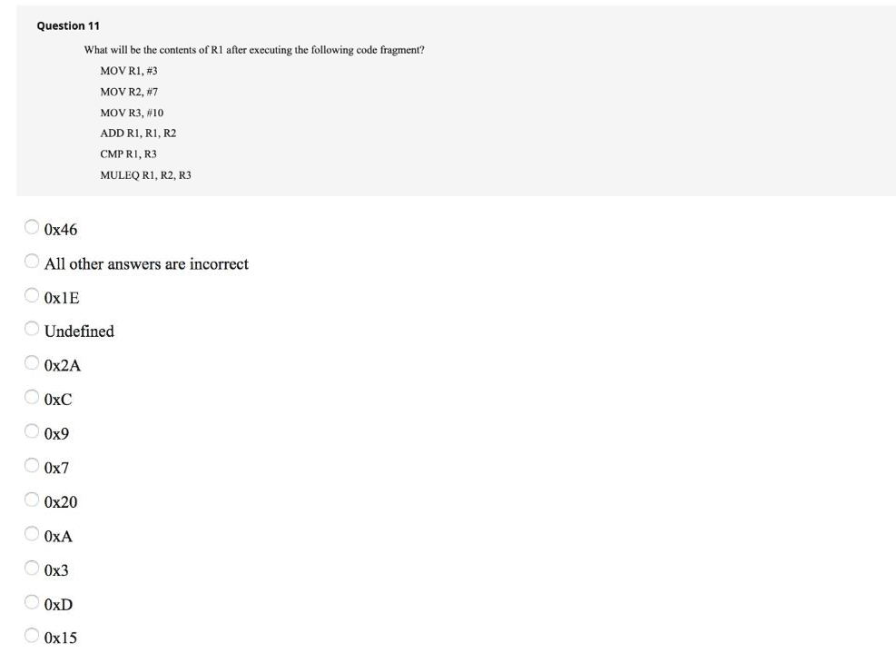 Question 11 What will be the contents of R1 after | Chegg.com