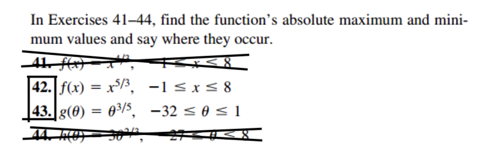 Solved In Exercises 41-44, find the function's absolute | Chegg.com