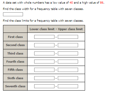 Solved A data set with whole numbers has a low value of 40 | Chegg.com