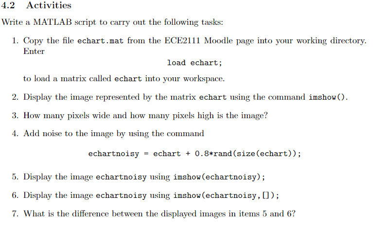 Solved Please help me with 4.2.activities Matlab. I cannot | Chegg.com