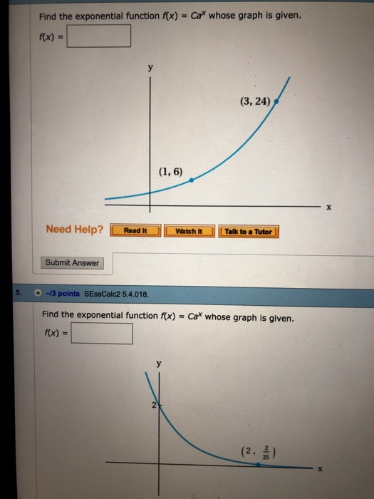 Solved Ca* whose graph is given. Find the exponential | Chegg.com