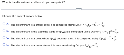 Solved What is the discriminant and how do you compute it? | Chegg.com
