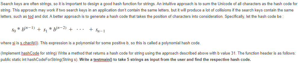 Solved Search keys are often strings, so it is important to | Chegg.com