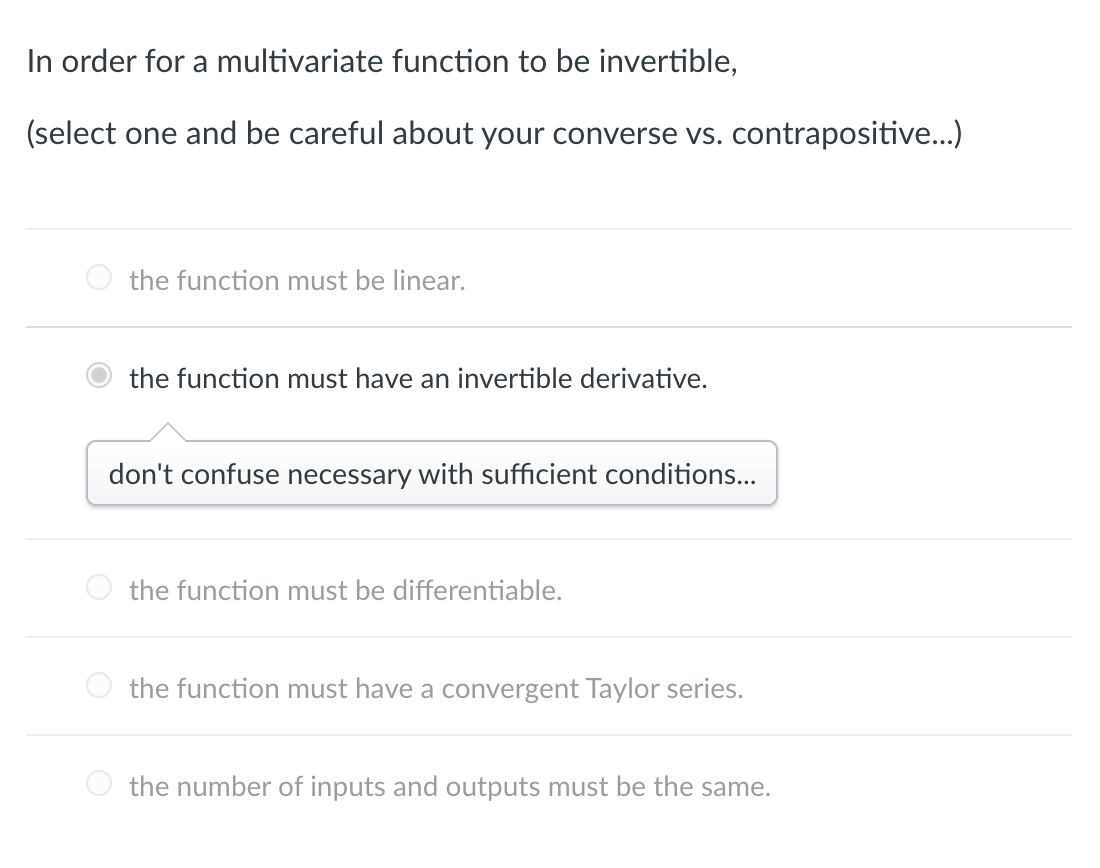 Solved In order for a multivariate function to be | Chegg.com